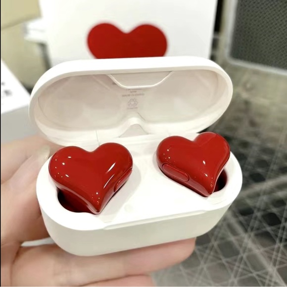 Headphones | New Red Heart Wireless Earbuds With Charging Case | Poshmark